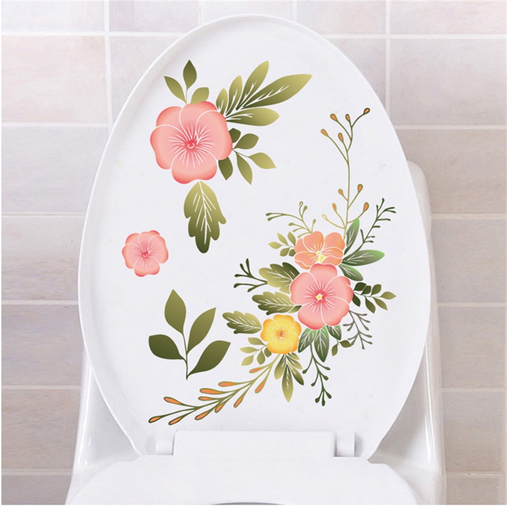 Tookss Flower Toilet Stickers Self-adhesive Paintings 3D Wall Art ...
