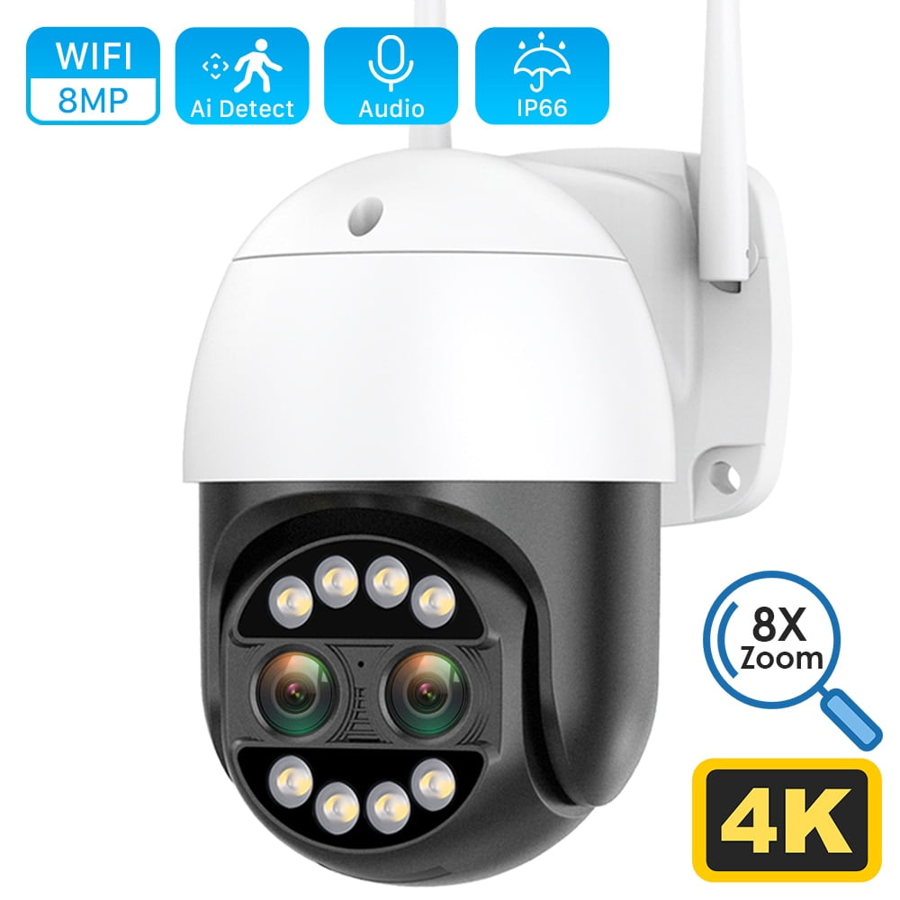 Cámara de seguridad IP 4K de 8MP, videocámara CCTV con WiFi, doble ...