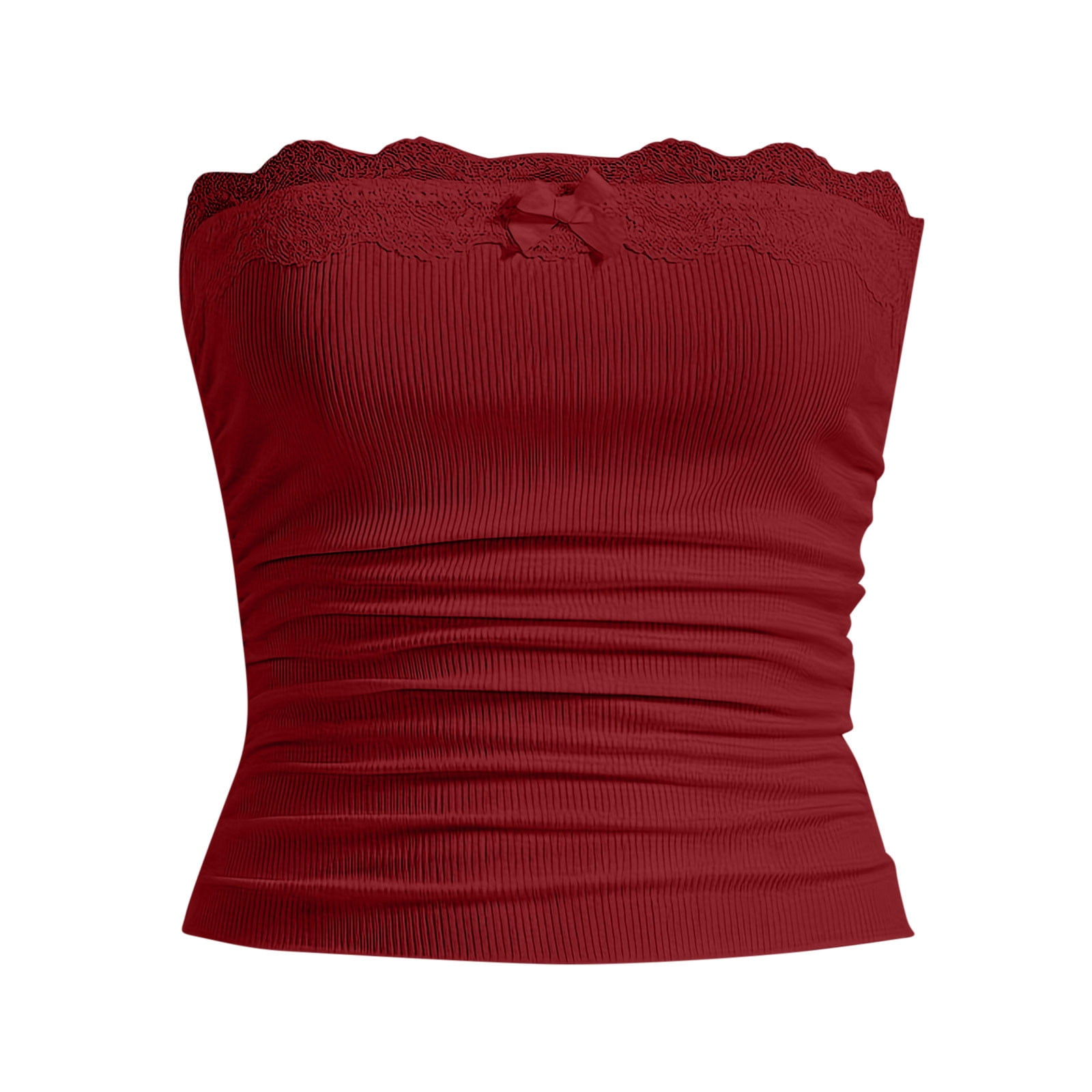 Click here for Besolor Women Lace Trim Tube Top Strapless Ribbed... prices