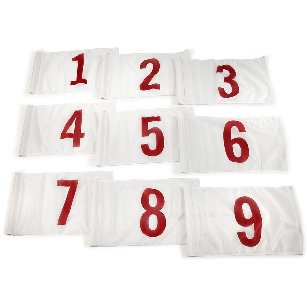 Vispronet Numbered Golf Flags, 20in x 14in White Flag with Red Numbers ...