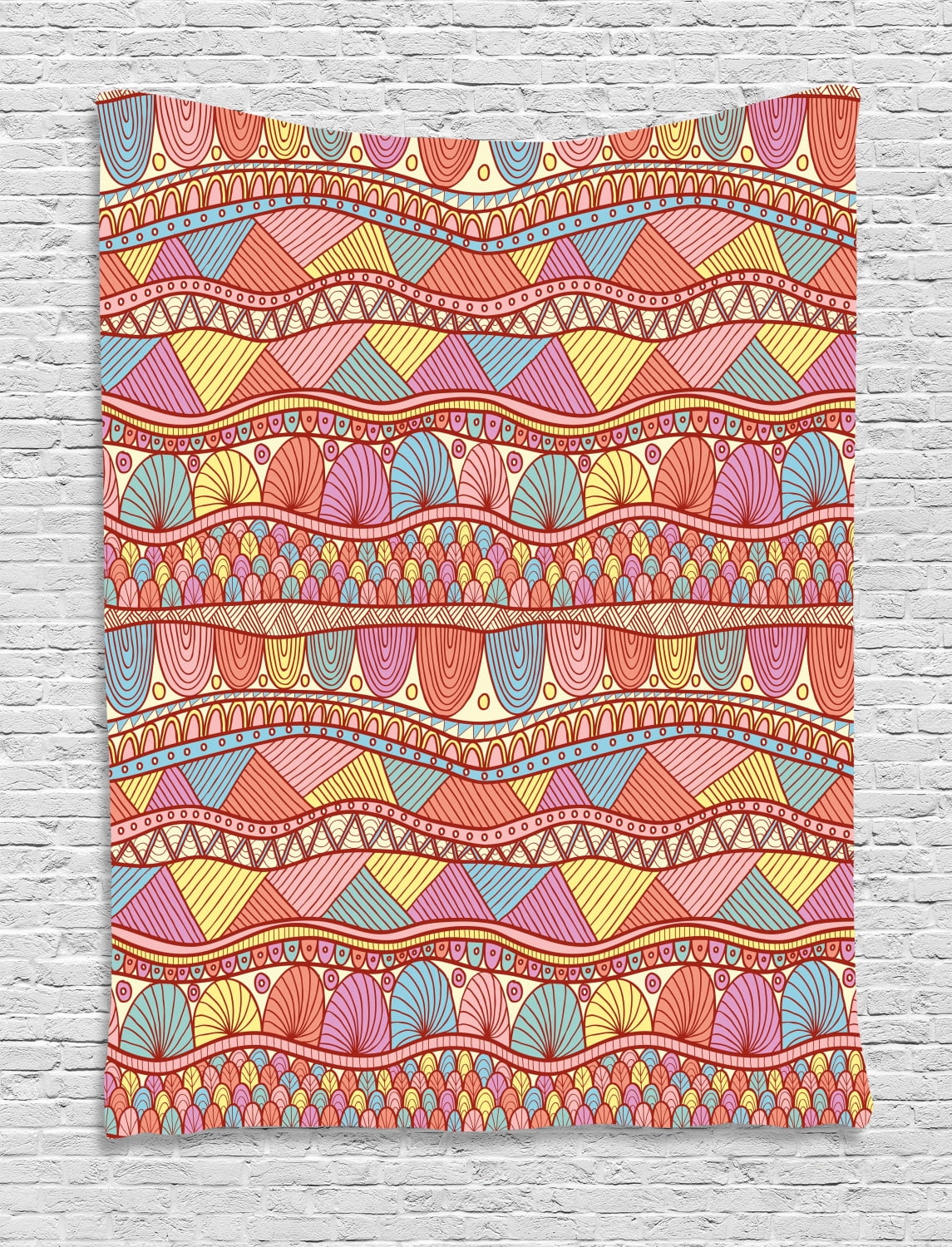 Indian Tapestry, Colorful Ethnic Henna Style Asian Pattern Swirls ...