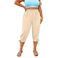 Capris for Women Plus Size High Waisted Trendy Pull On Elastic Waist ...
