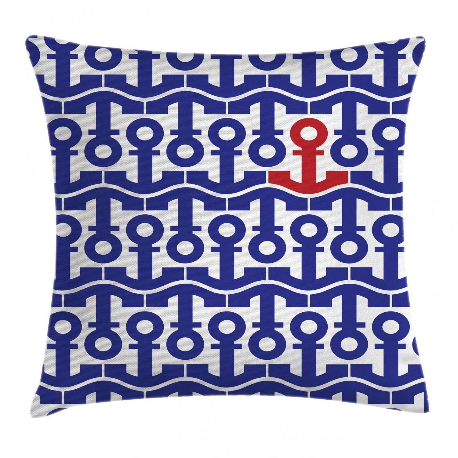 Nautical Throw Pillow Cushion Cover, Stylized Marine Anchors Motif Ship ...