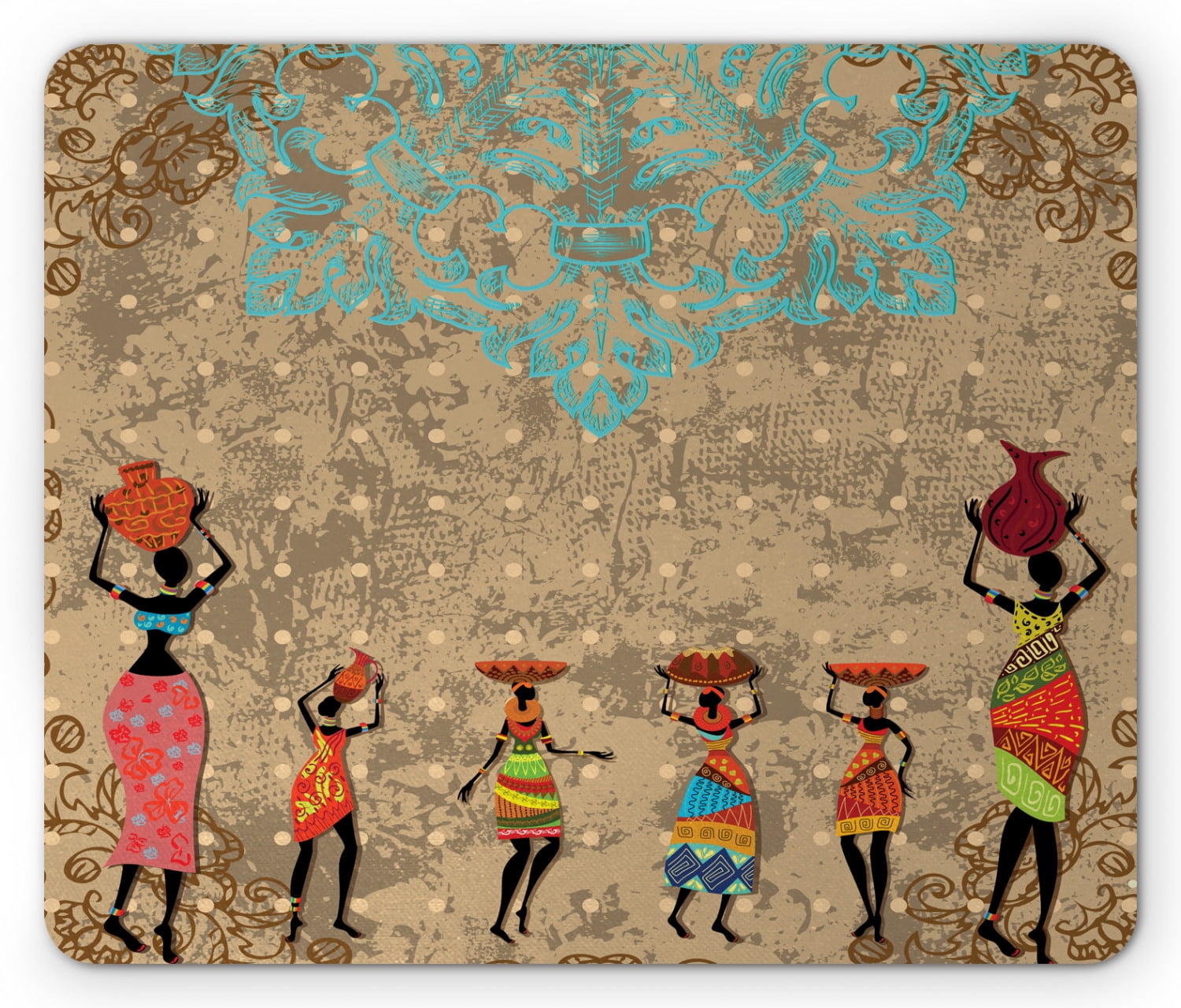 African Mouse Pad, Vintage Girls with Pots on the Head on Folkloric ...