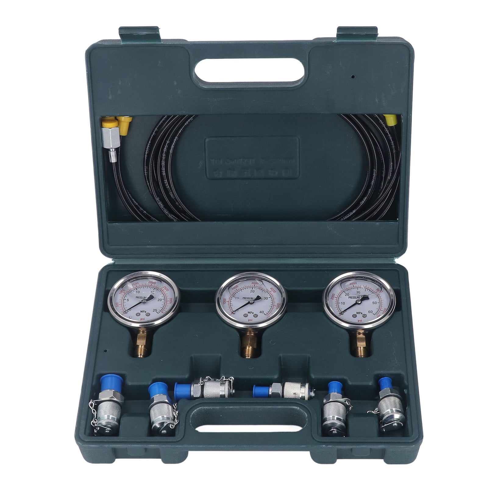 Hydraulic Pressure Test Kit 3 Gauge 6 Coupling 3 Hose Portable ...
