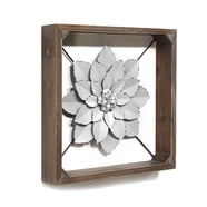 Stratton Home Decor Farmhouse White Framed Metal Flower Wall Decor ...