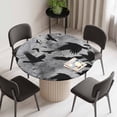 Black Crow Round Fitted Table Cover Abstract Grey Sky Feather ...