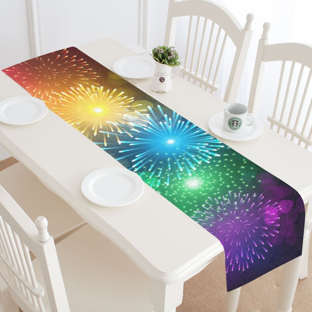 MYPOP Abstract Firework Table Runner Placemat 16x72 inches, Colorful ...