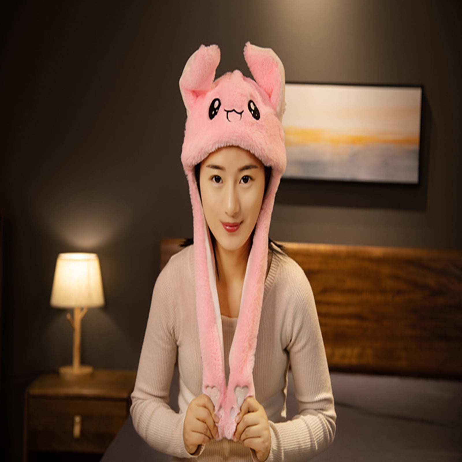 Cute Bunny Hat Ear Moving Jumping Hat Funny Animal Plush Rabbit Hats ...