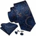 Barry.Wang Paisley Ties for Men Flower Silk Necktie Set with Handkerchief Cufflinks Wedding ...