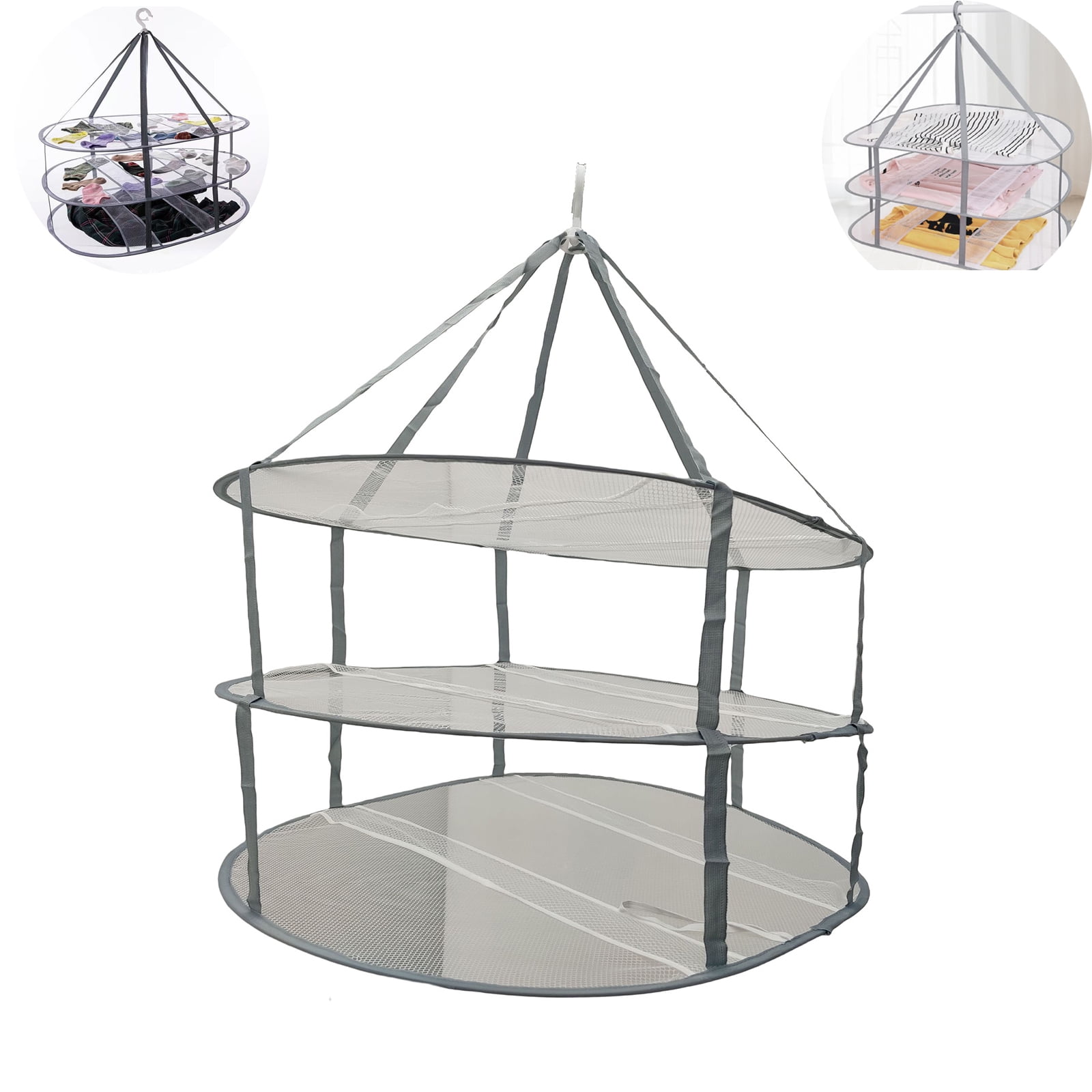 INTBUYING 3 Tier Drying Rack Clothes Socks Folded Mesh Rack Clothesnet ...