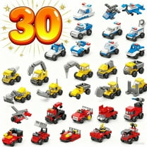 30PACK Bulk Mini Car Building Blocks - Assorted Fire, Police ...