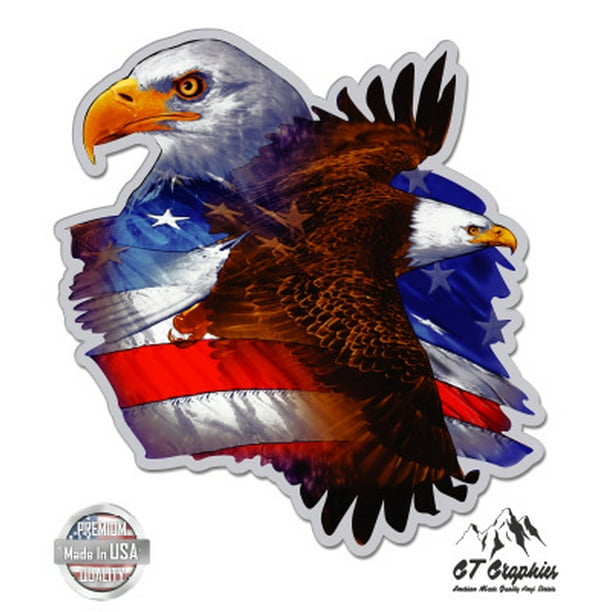 Bald Eagle American Flag Patriotic - 3" Vinyl Sticker - For Car Laptop I-Pad Phone Helmet Hard ...