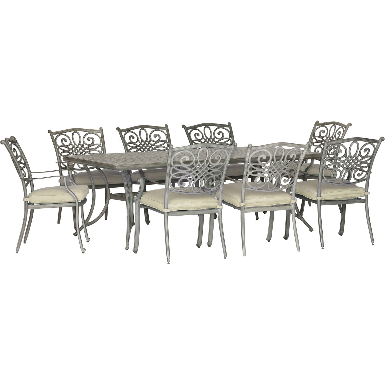 Hanover Traditions 9-Piece Dining Set in Tan with 8 Stationary Chairs ...