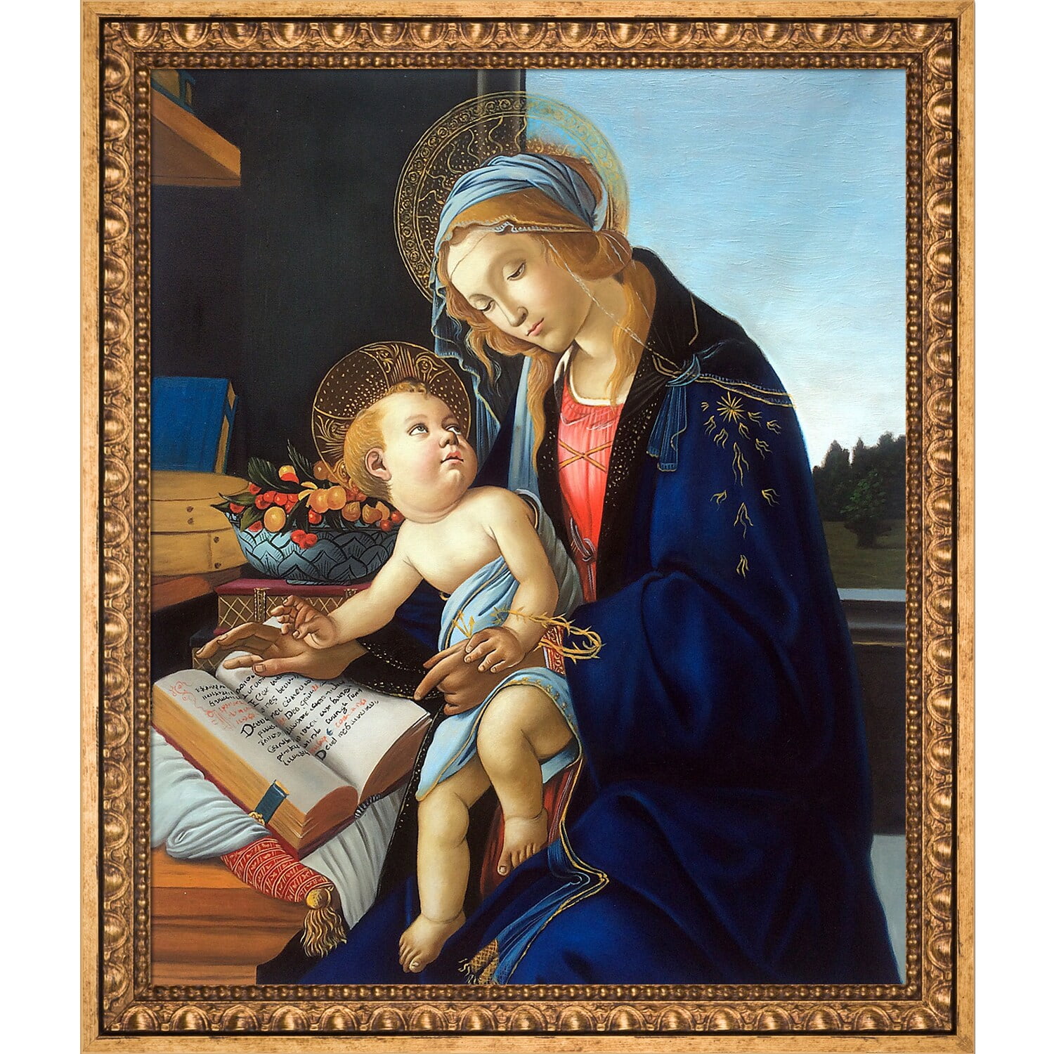 La Pastiche Sandro Botticelli 'Madonna of the Book' Hand Painted Framed ...