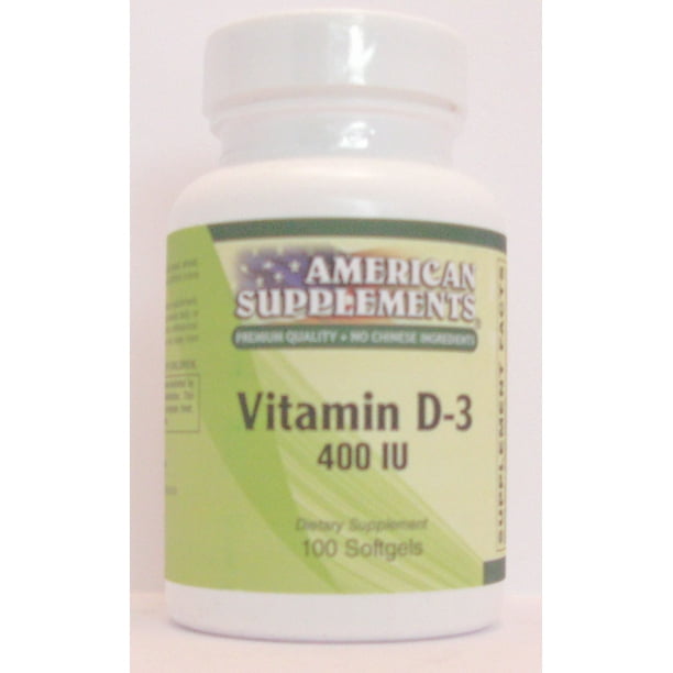 Vitamin D-3 400 IU American Supplements 100 Softgel - Walmart.com ...