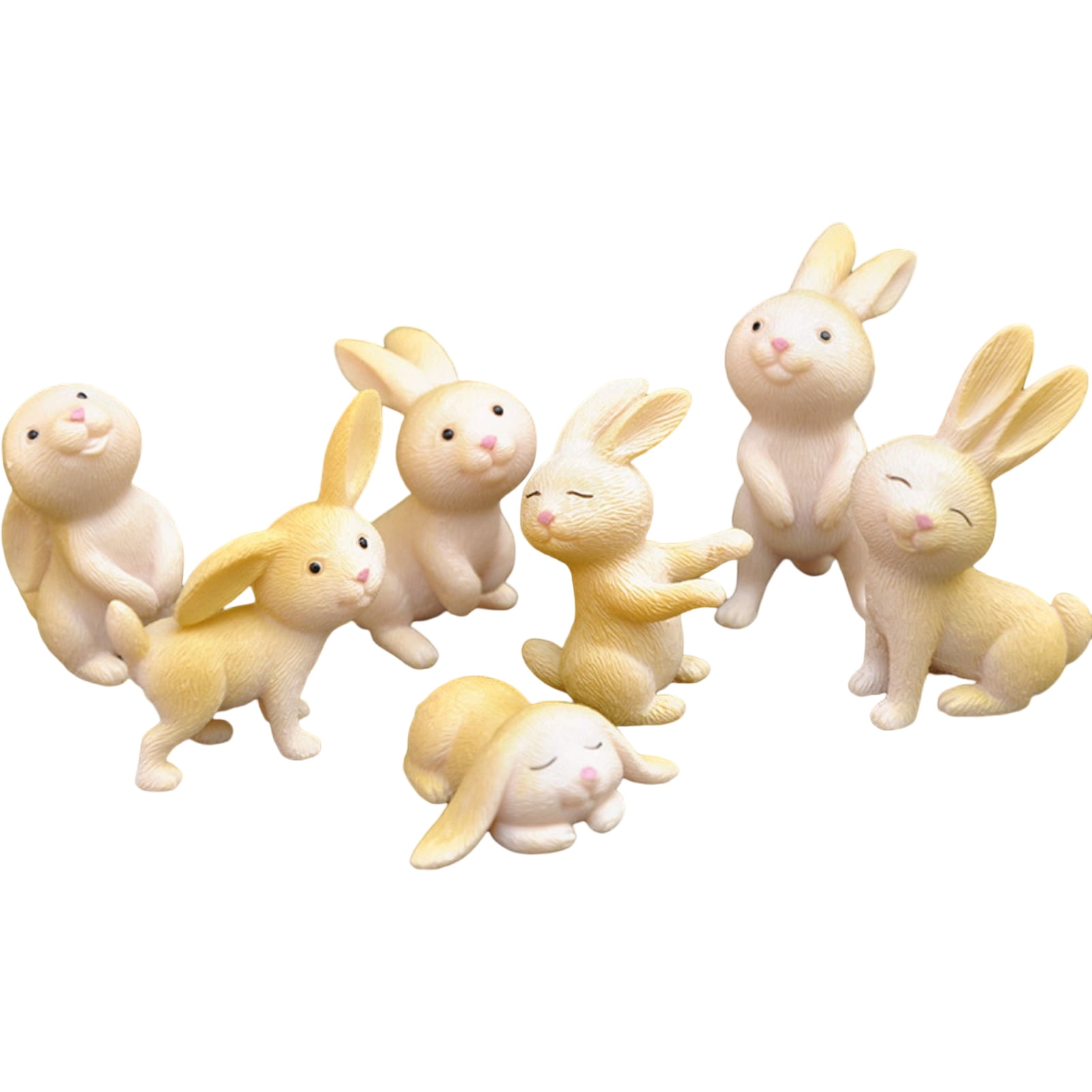 Mightlink 7Pcs Rabbit Statue Realistic Shape Cartoon Mini Sweet ...