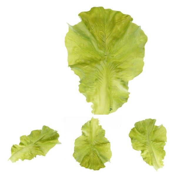 4 Pieces Artificial Lifelike Simulation Fake Food Lettuce Leaves Home ...
