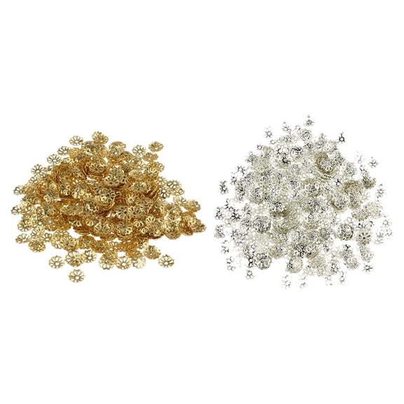 50 Flower Shaped 6mm 304 Grade Stainless Steel Dark Silver Bead Accent ...