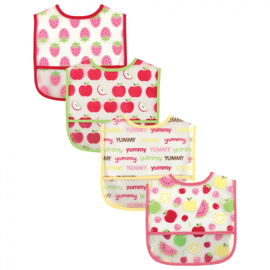 Luvable Friends Baby Girl Waterproof PEVA Bibs 4pk, Pink, One Size ...