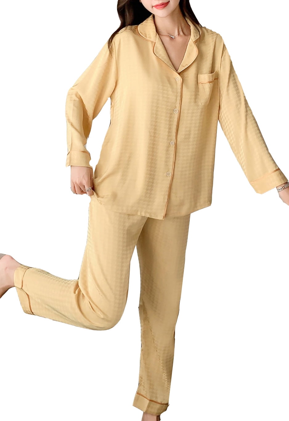 Richie House Pajamas Set Long Sleeve Womens Button Down Sleepwear Soft ...