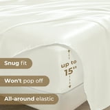Seasonwood Silk Stain Sheets Set Deep Pocket Queen Sheets 4 Pieces with ...