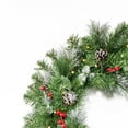 GDF Studio Christmas Wreath with Frosted Needles, Red Berries, Pine ...