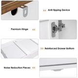 Homfa Farmhouse Buffet Sideboard for Kitchen, 2 Drawers & 4 Doors Wood ...