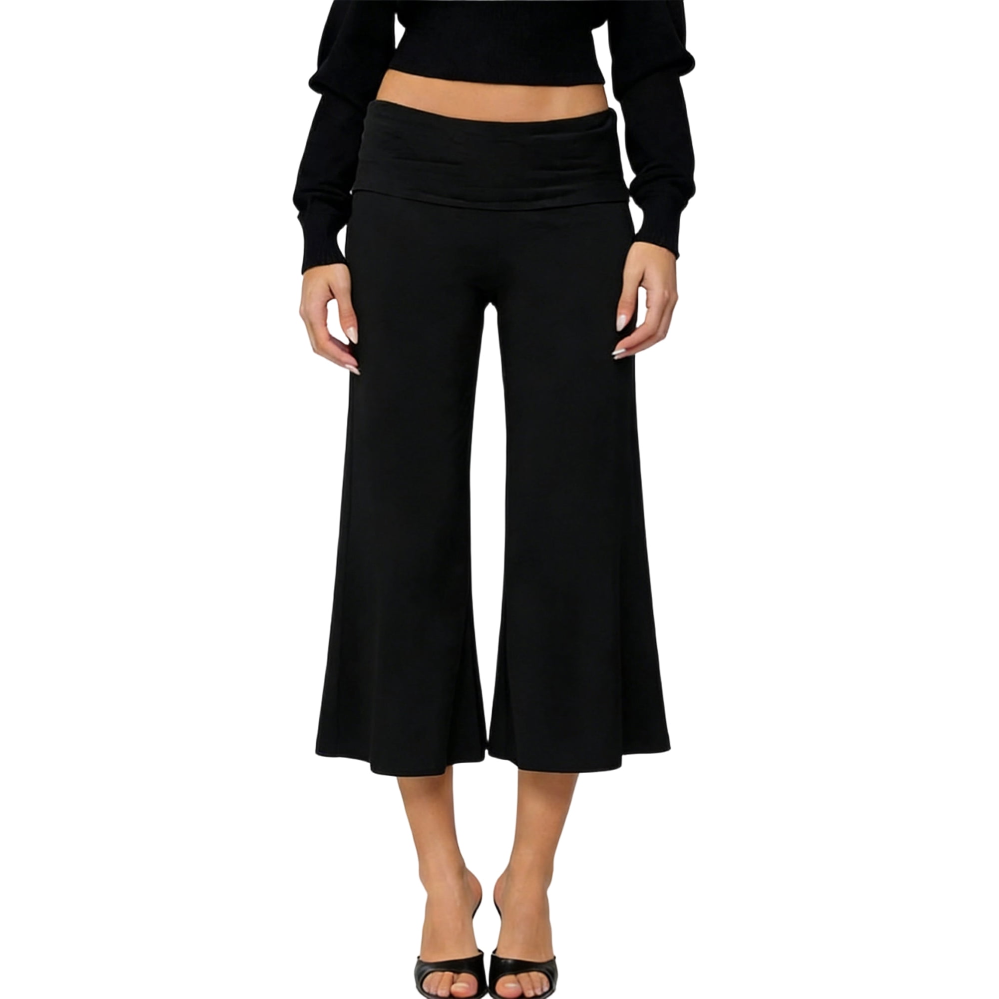 Click here for Argulvti Womens Fold Over Waist Capri Fashionable... prices