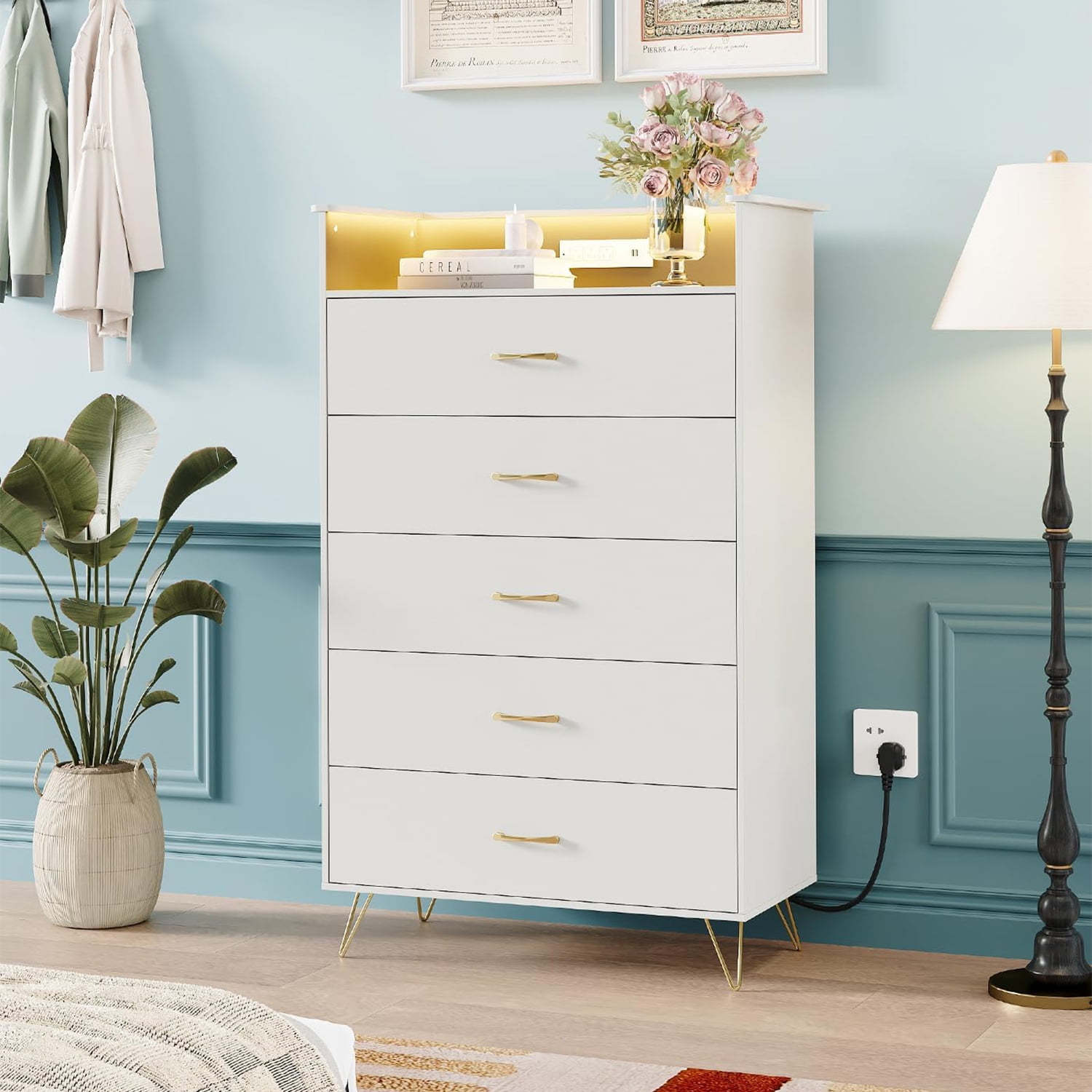 Click here for Qiyun Modern 5-Drawer Tall Dresser For Bedroom  Wo... prices