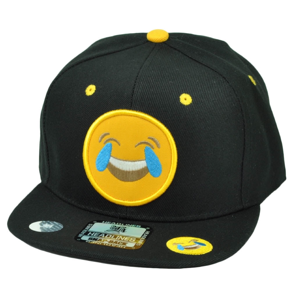 Emoji Laughing Tear Face Emoticons Text Symbol Snapback Hat Cap Flat ...