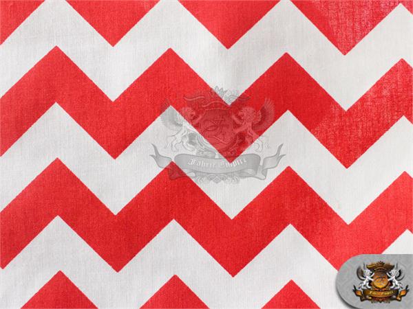 Polycotton Printed Fabric Large Chevron RED WHITE / 60" Wide / Sold by ...