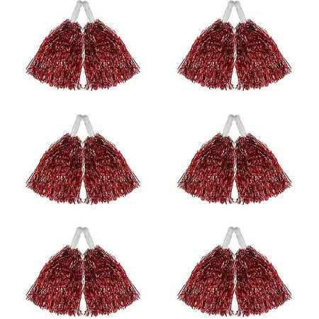 12 Pack Pom Poms Cheerleading Metallic Foil Cheer Pom Poms With Plastic ...