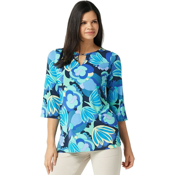 Susan Graver Susan Graver Ladies Plus Liquid Knit Tunic And Keyhole