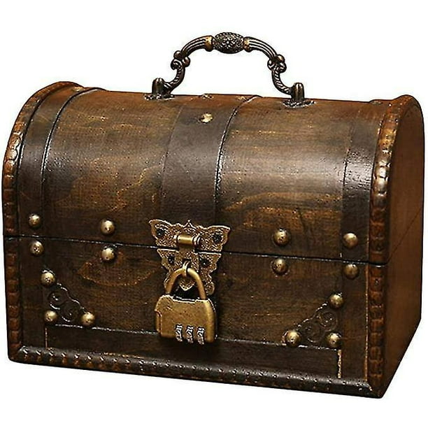 Wooden Treasure Chest, Pirate Treasure Chest Storage Box With A Front ...