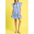 Boho Floral Mini Dress for Women – Sky Blue Embroidery Short Sleeve ...