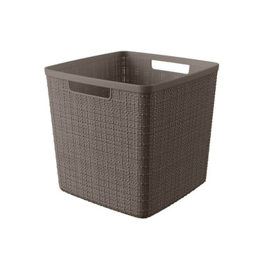 Curver Jute Basket Large, Resin Plastic Storage Bin, Denim Blue, 4 Pack ...