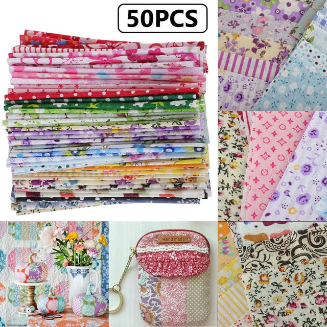 50Pcs Cotton Craft Fabric Bundle Patchwork, Squares Quilting Sewing ...