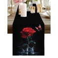 Burlap Table Runner 60 Inches Long, Splash Drop Red Rose Butterfly on ...