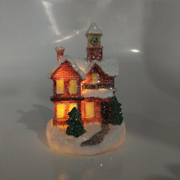 Desk Centerpieces,Christmas Lighted House Miniature Desk Decoration ...