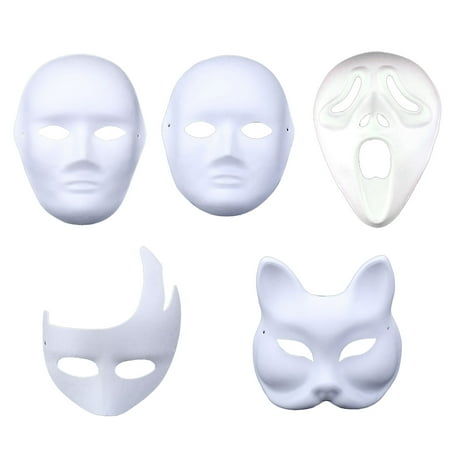 DIY White Mask Halloween White Plain Paper Full mask DIY Face Opera ...