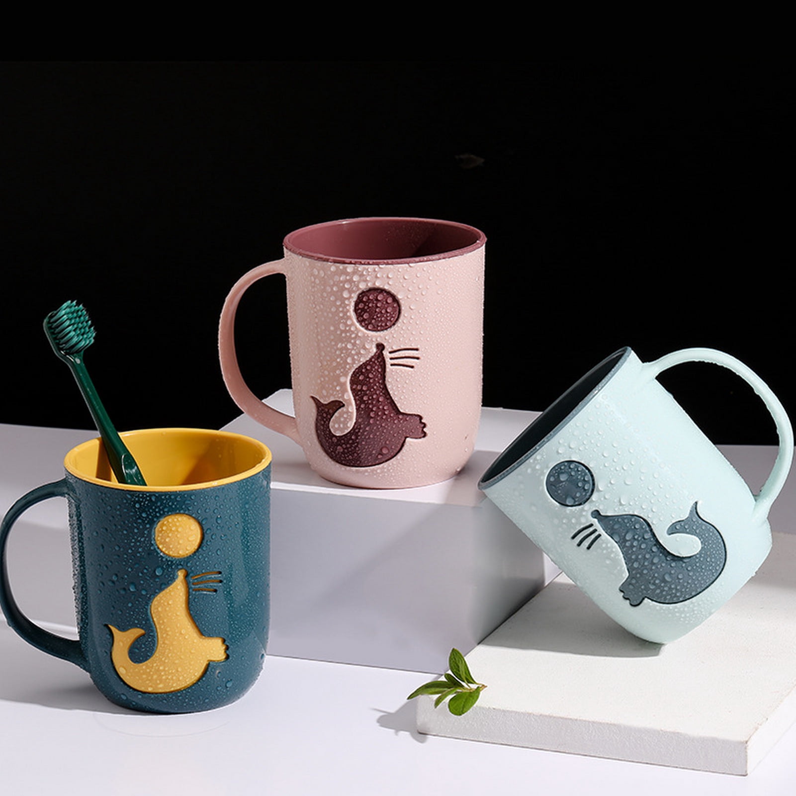 Hesroicy 450ml Toothbrush Cup Dolphin Pattern Big Mouth Coffee Tea ...