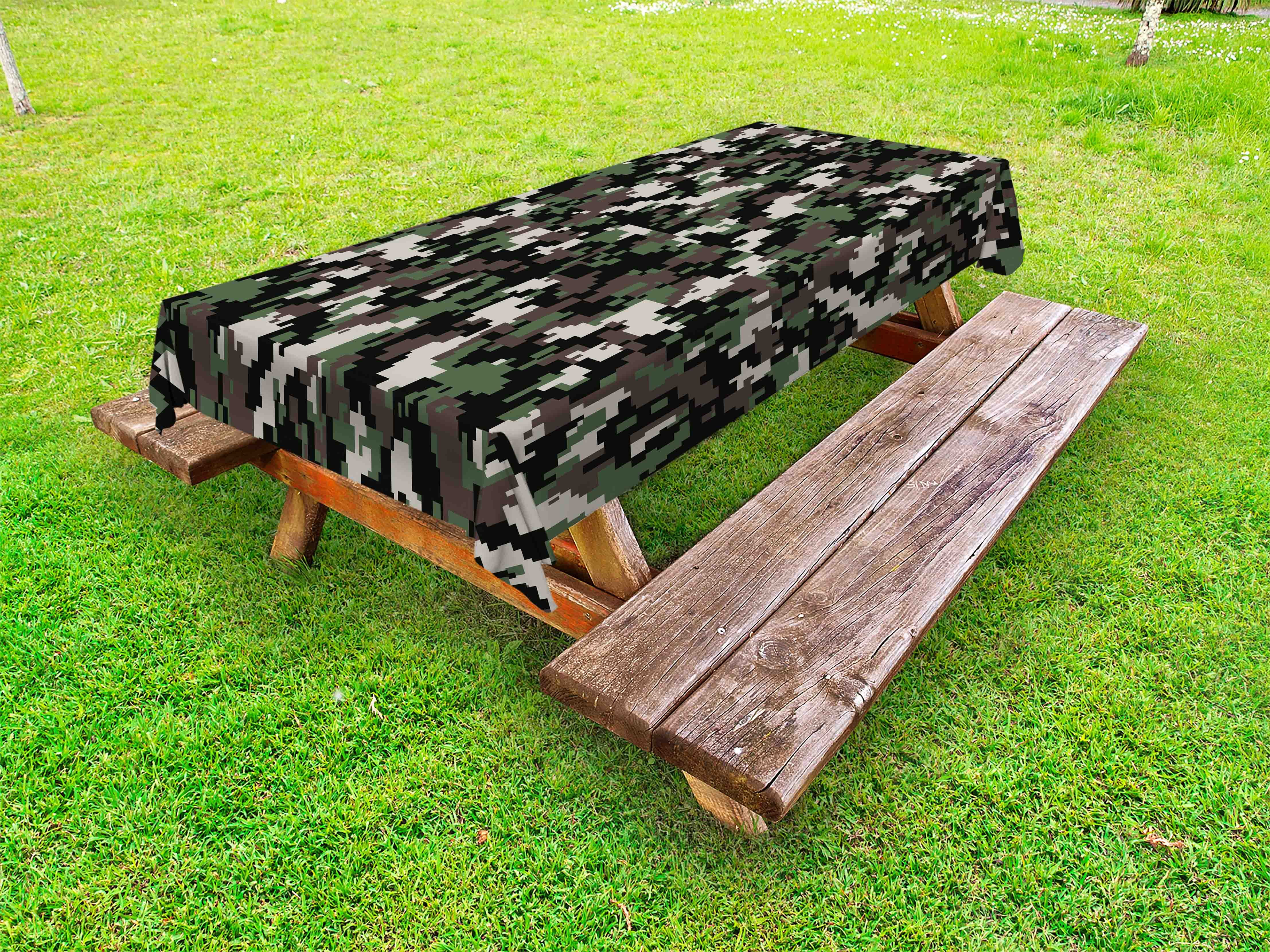 Camo Outdoor Tablecloth, Pixelated Pattern Digital Effect Modern ...