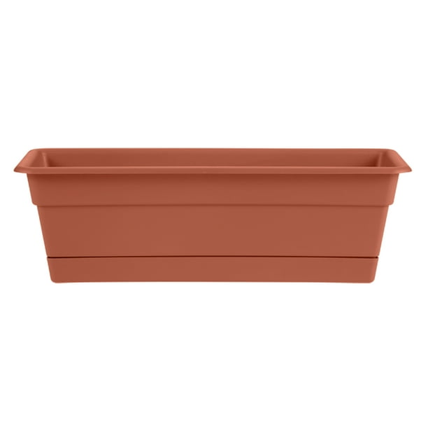 Bloem Dura Cotta Window Box Planter w/Tray 30" Terra Cotta - Walmart.com