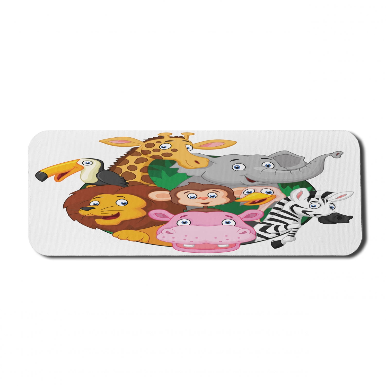 Cartoon Computer Mouse Pad, Exotic Safari Animals All Together Comic ...