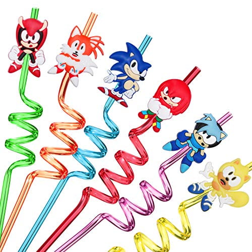 Sonic Birthday Party Supplies Drinking Straws,24 Reusable Sonic the ...