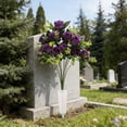 HAJAGP Fake Flowers for Grave, Purple Peacock Rose Vase Arrangement for ...