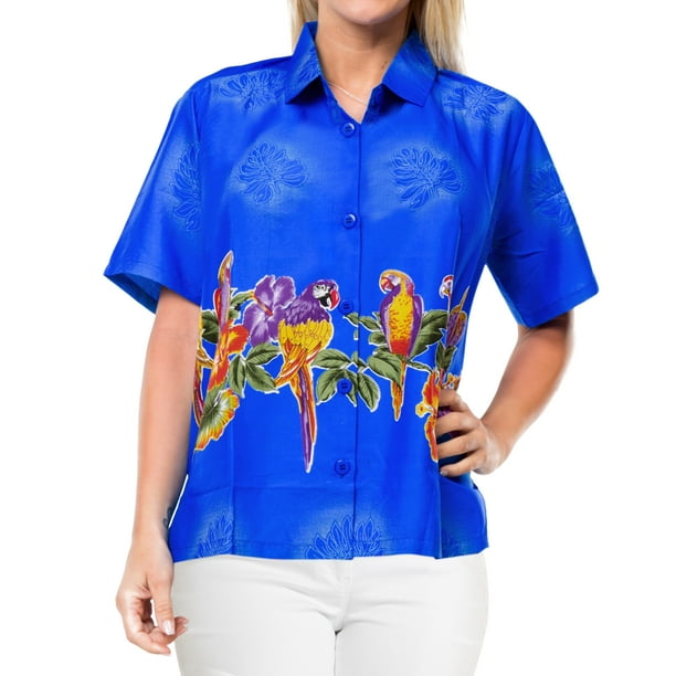 HAPPY BAY Women's Beach Tropical Casual Button Down Hawaiian Shirts ...