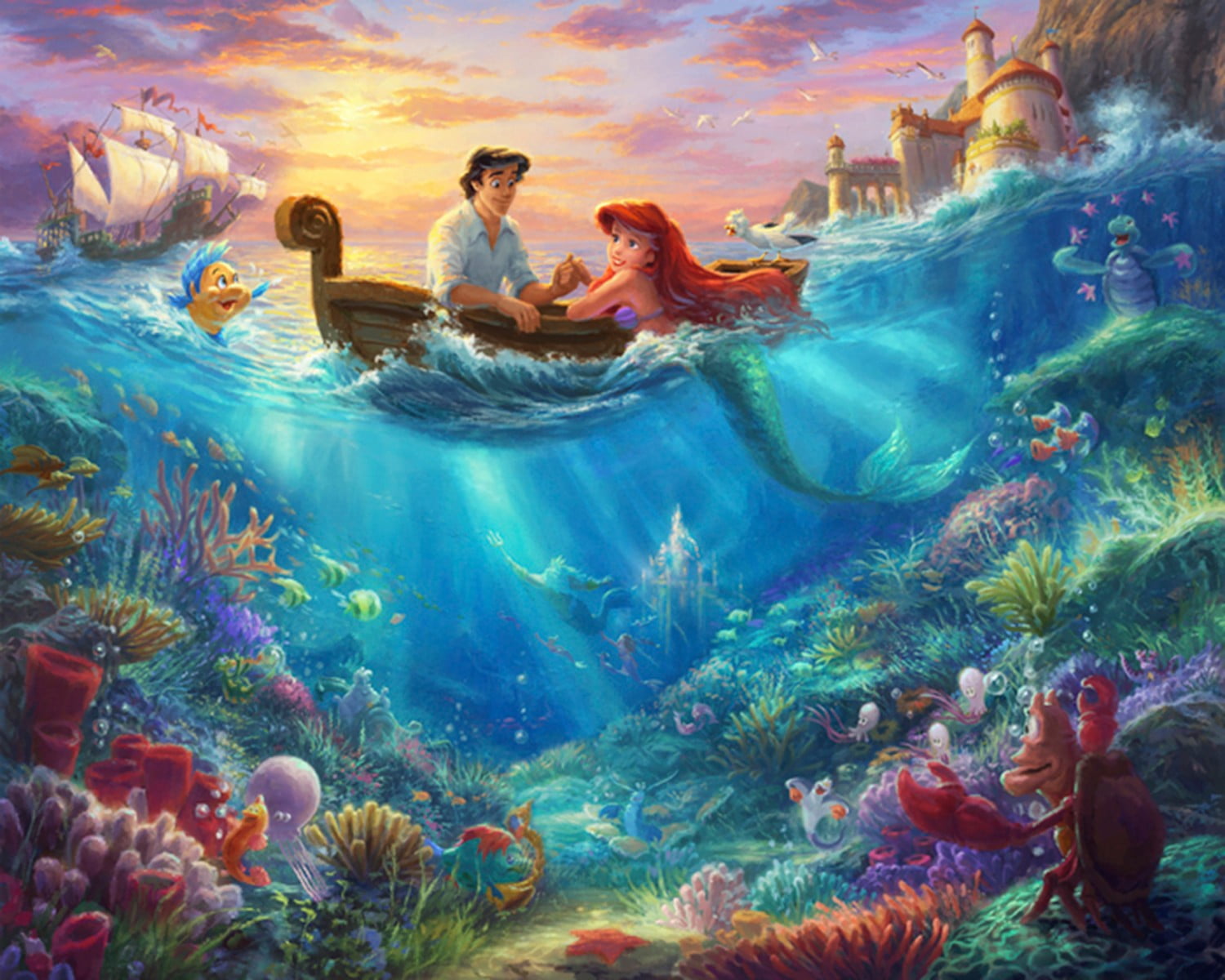 David Textiles Disney Dreams The Little Mermaid Ariel And Eric Digital 35 Panel 100 Cotton