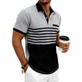 Daiosportswear Men'S Button Polo Shirt Striped Block Color Short Sleeve ...